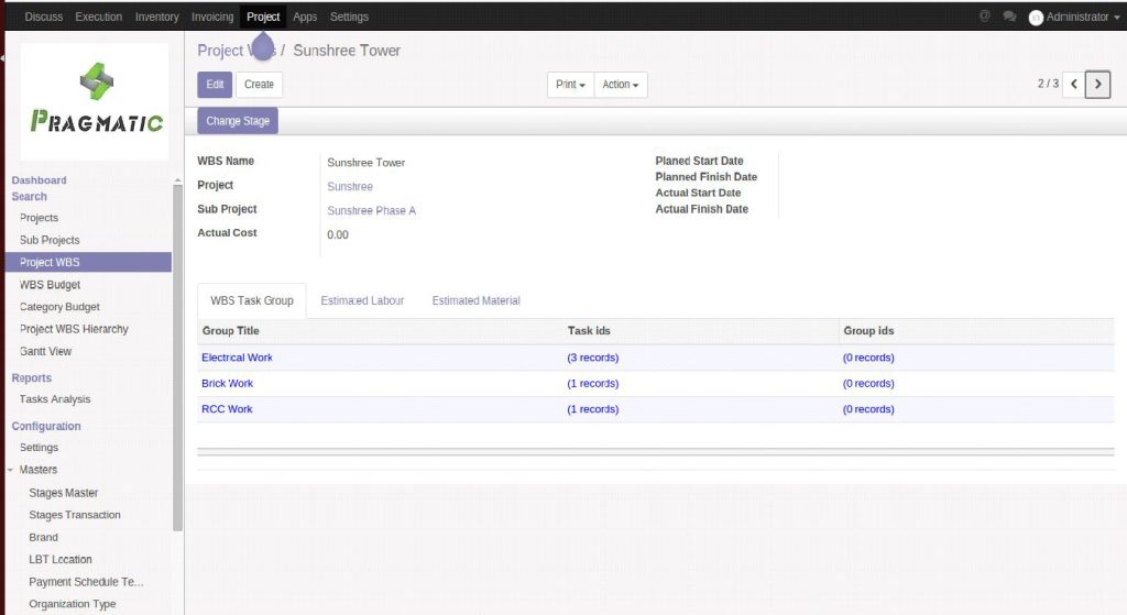 Odoo Construction Project Management Planning with Gantt Chart View ...