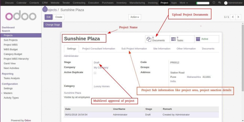 Odoo Construction Management System - Pragmatic Techsoft