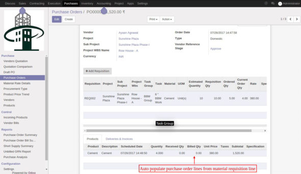 Odoo Construction Management System - Pragmatic Techsoft