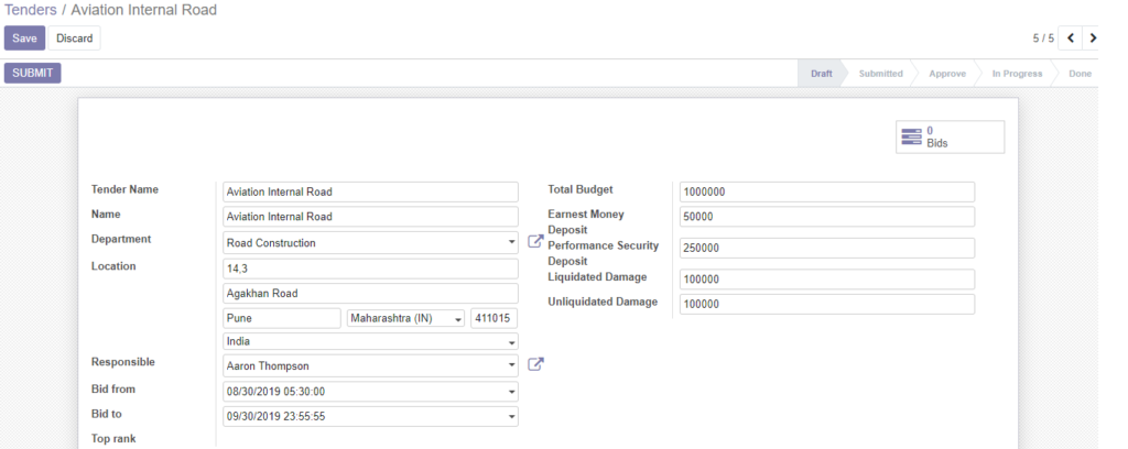 Odoo Tender Management - Pragmatic Techsoft
