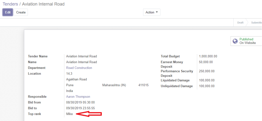 Odoo Tender Management - Pragmatic Techsoft